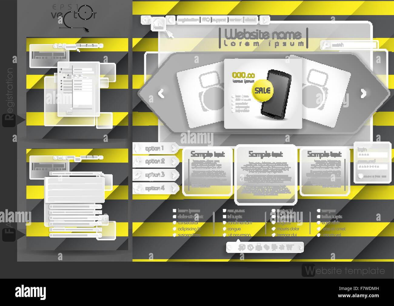 Website Design Template Menu Elements Stock Vector Image & Art - Alamy