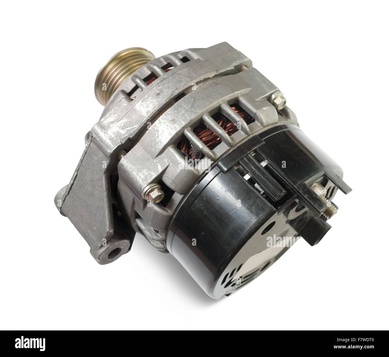 automotive alternator. Isolated on white with clipping path Stock Photo ...