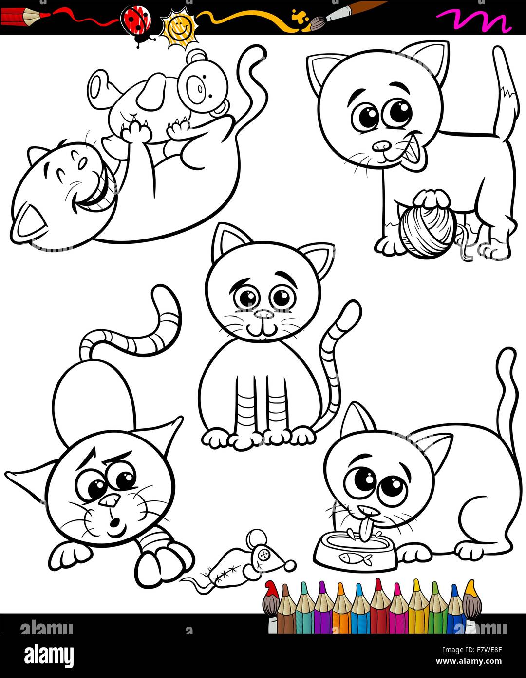 Kitten and mouse coloring page Stock Vector Images - Alamy