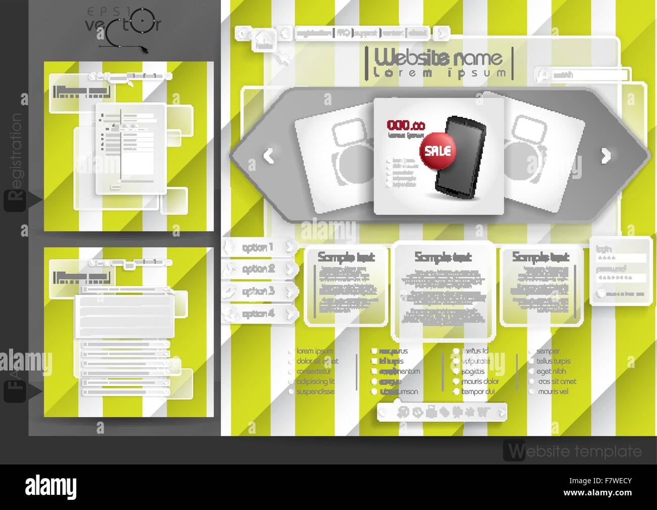 Website Design Template Menu Elements Stock Vector Image & Art - Alamy