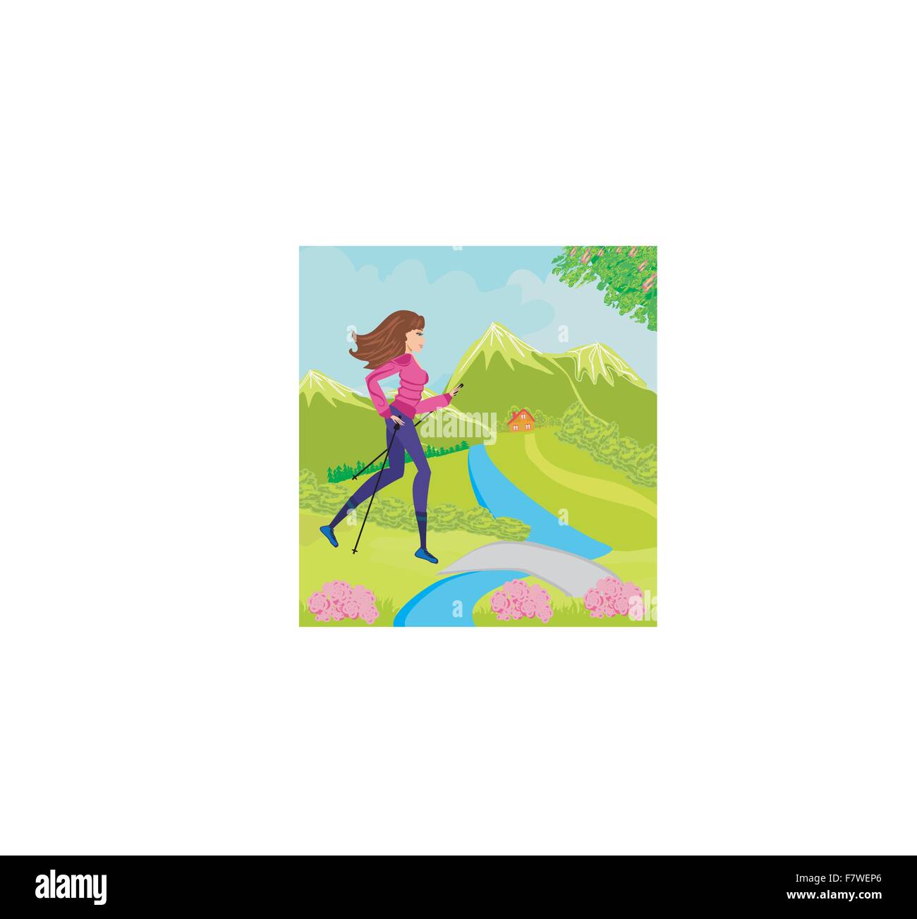 Walking poles hill Stock Vector Images - Alamy