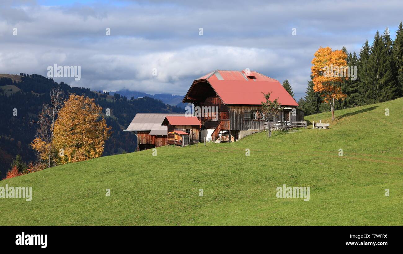 Old timber chalet in the Swiss Alps Stock Photo - Alamy