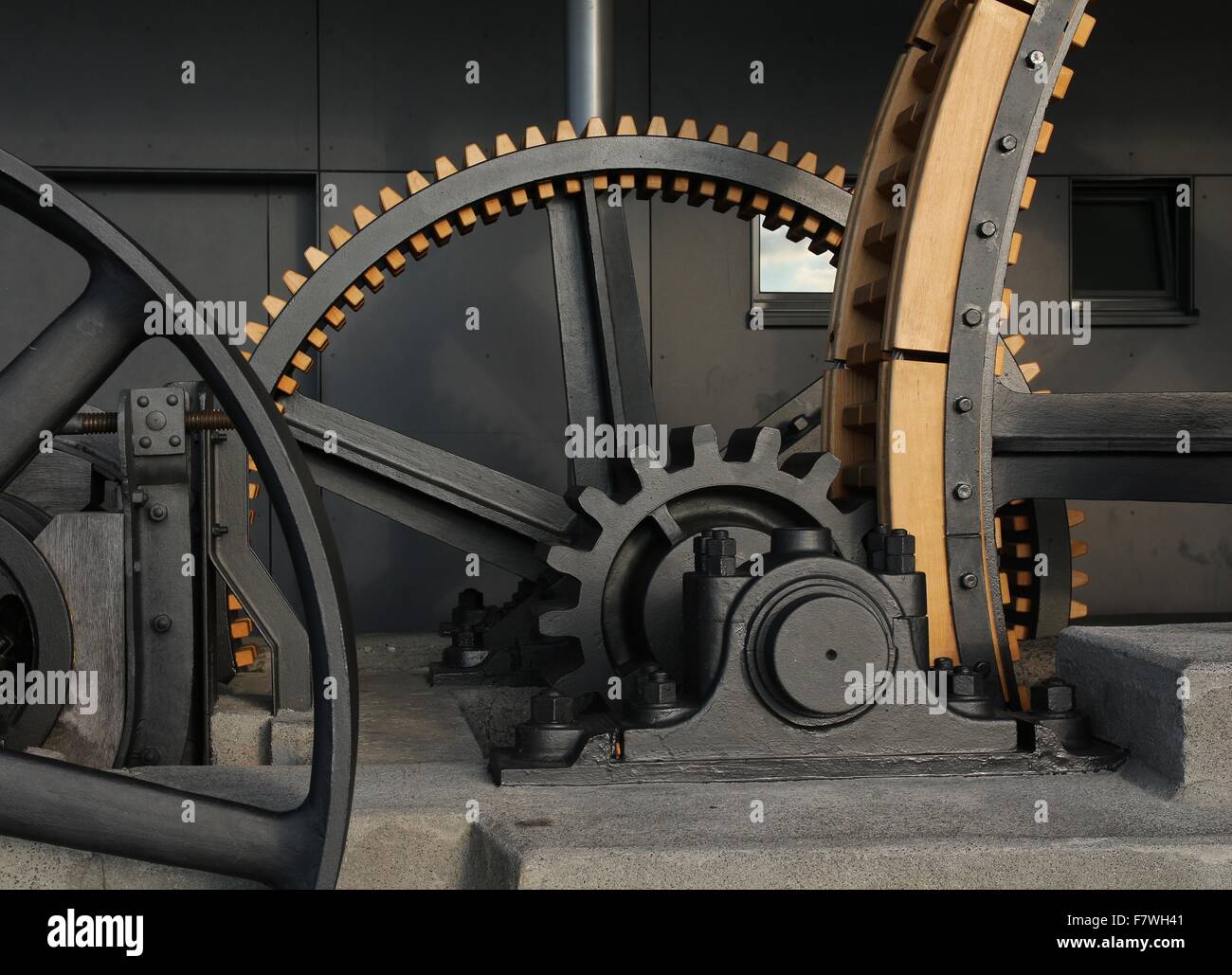 Gigantic old wheels of a cable car Stock Photo - Alamy