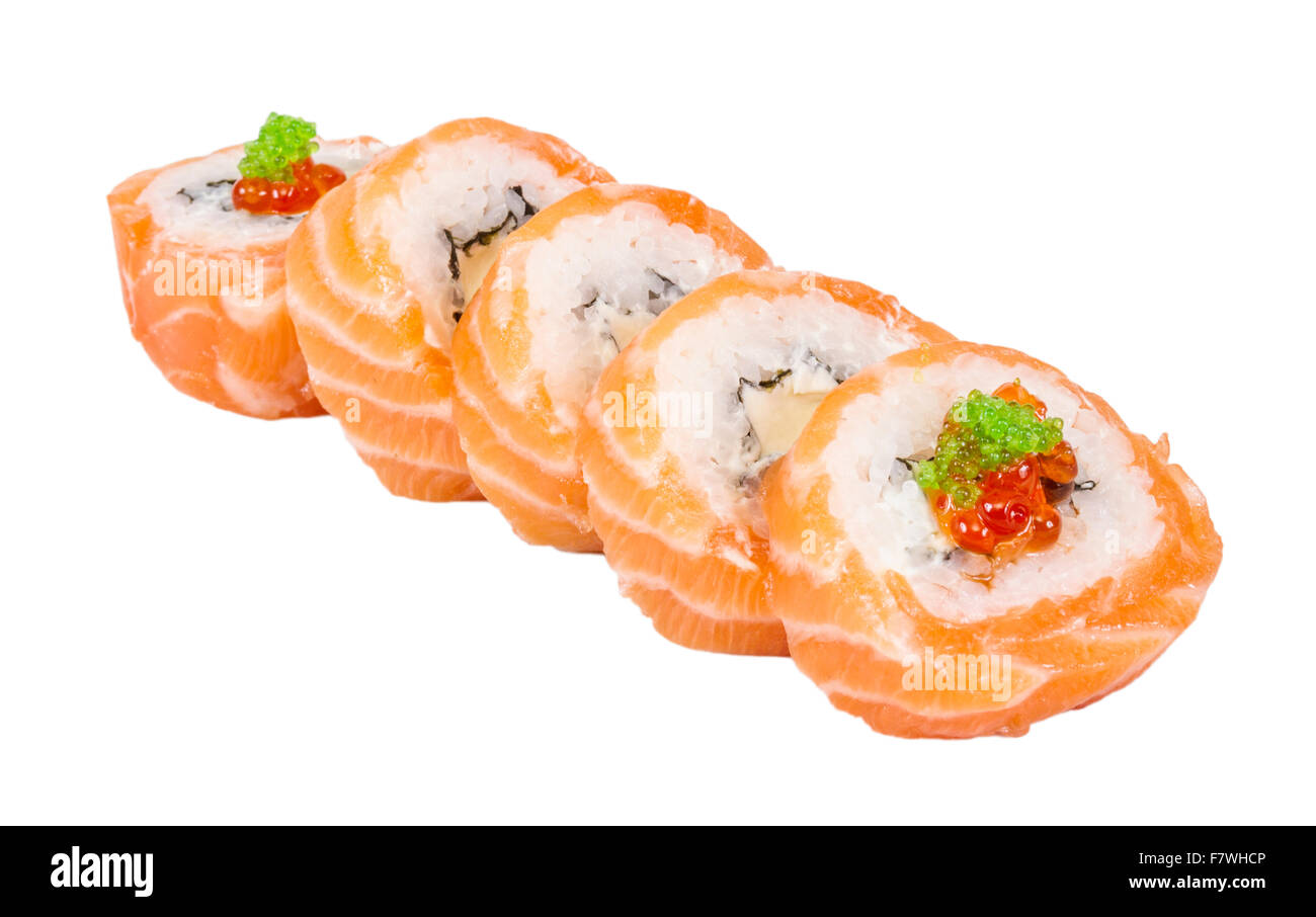 Japanese sushi traditional japanese food.Roll made of salmon, red ...