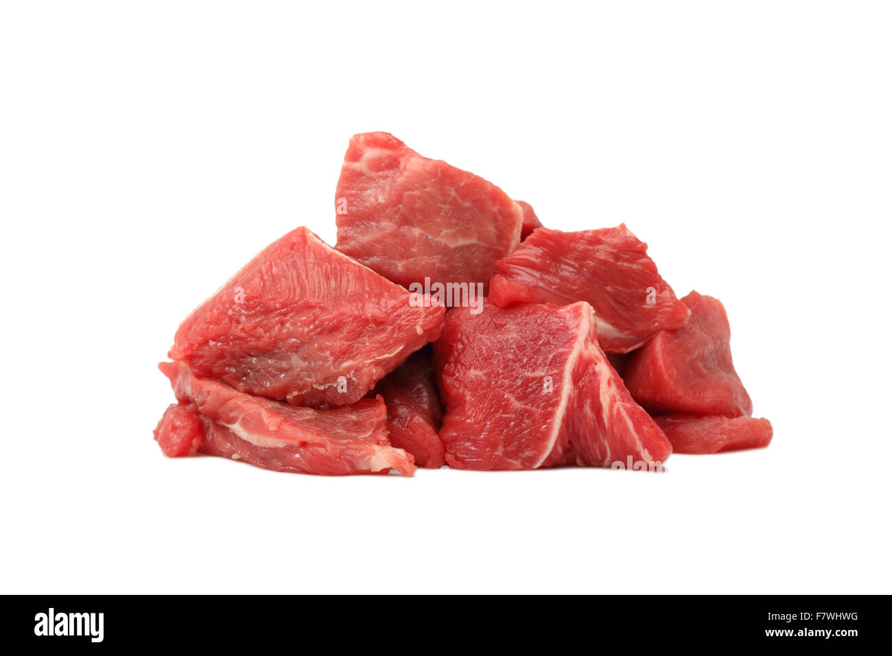 Raw Beef Cubes, isolated on white Stock Photo - Alamy