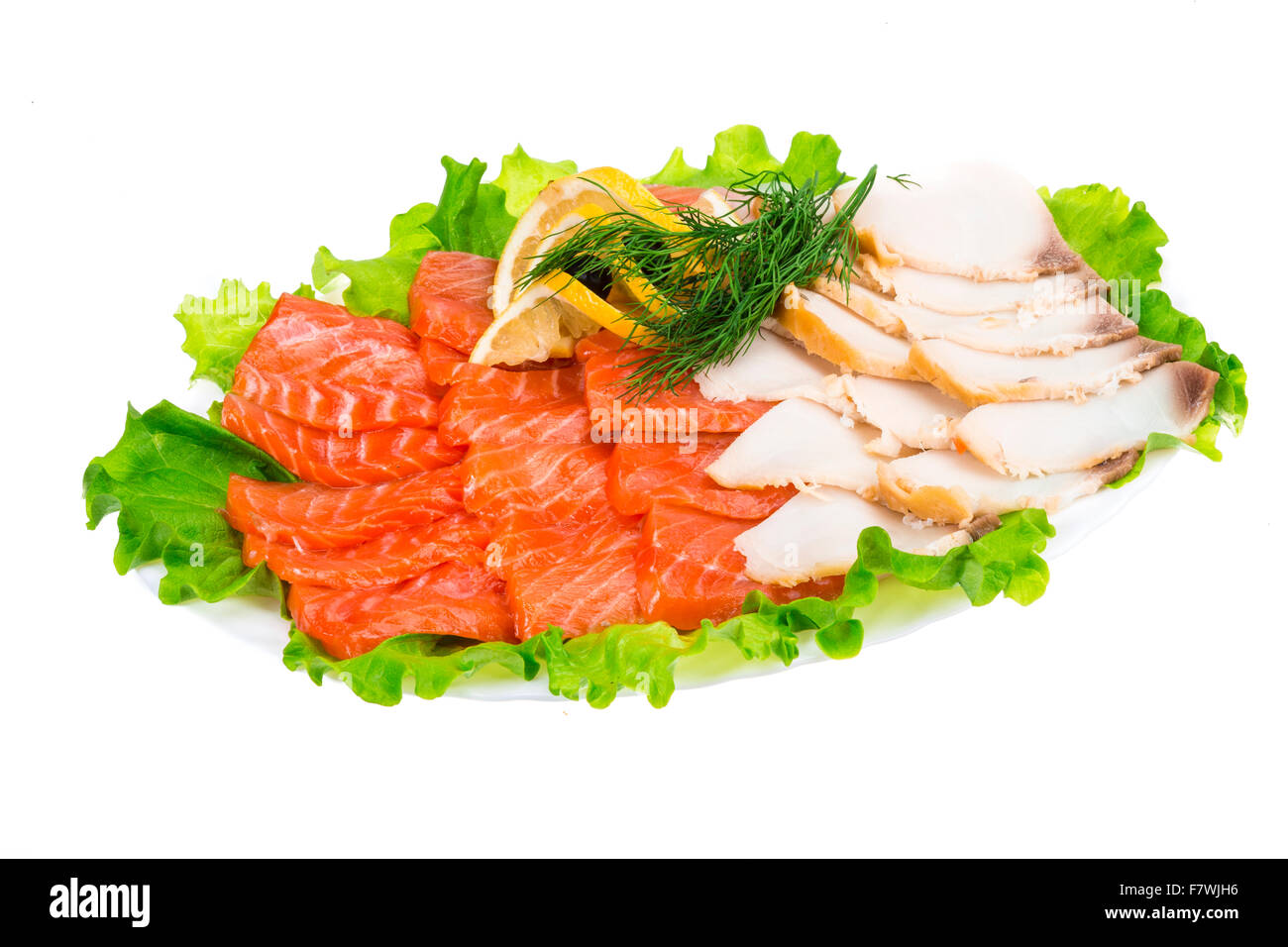 Sliced trout and sturgeon on the dish Stock Photo - Alamy