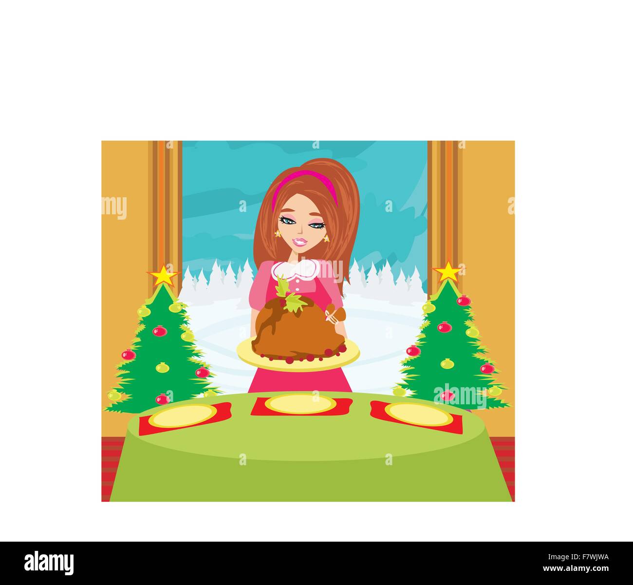 Serving family dinner Stock Vector Images - Alamy