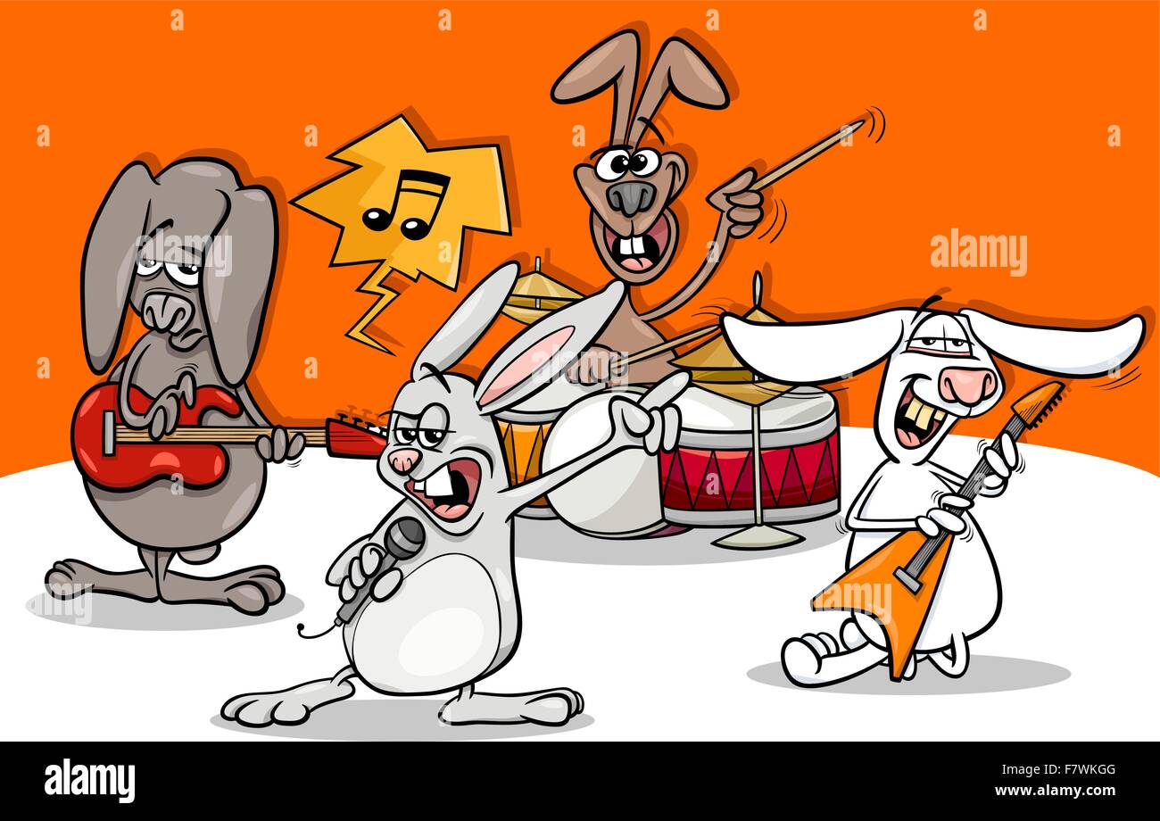 rabbits rock music band cartoon Stock Vector Image & Art - Alamy