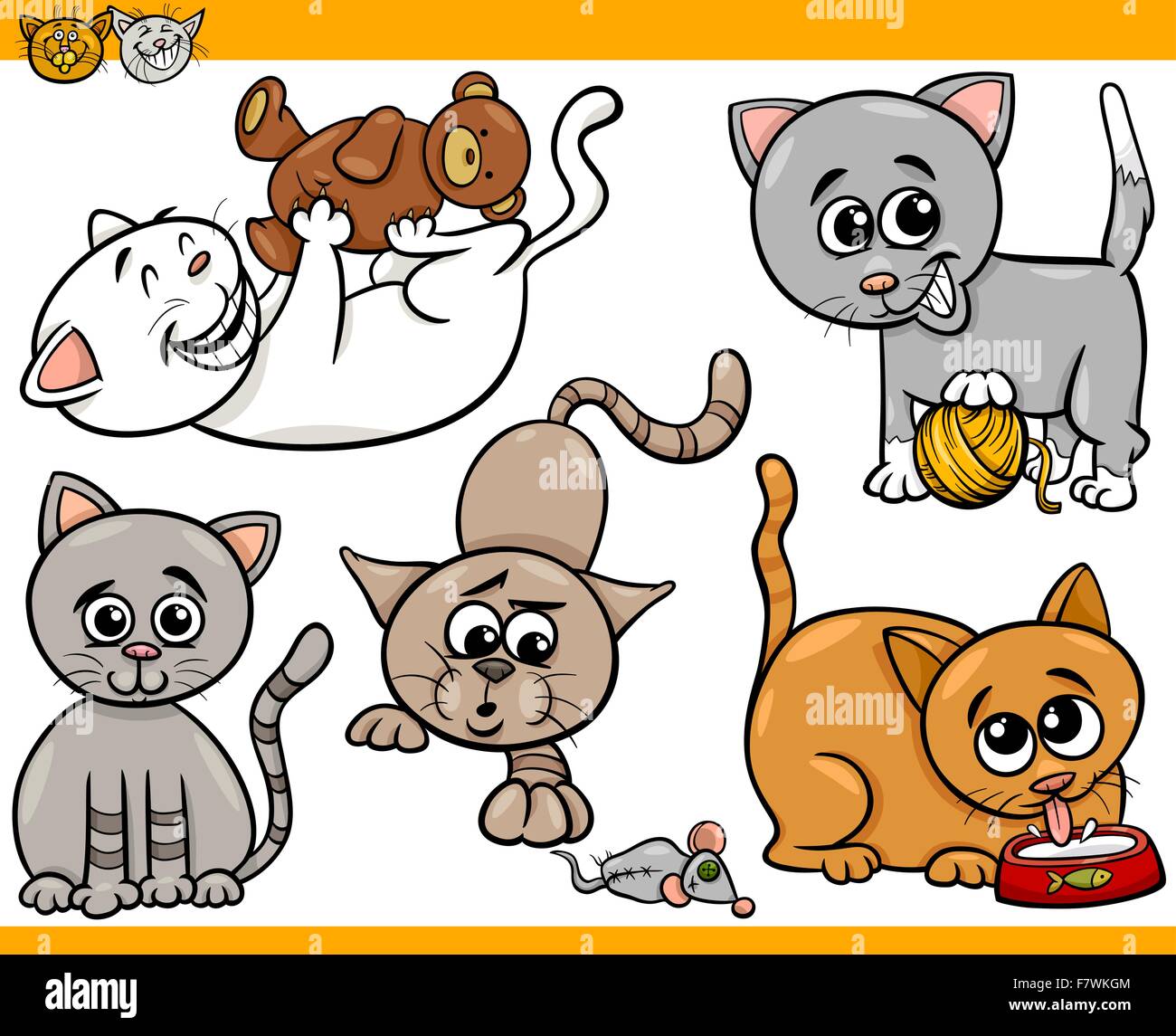 happy cats cartoon illustration set Stock Vector Image & Art - Alamy