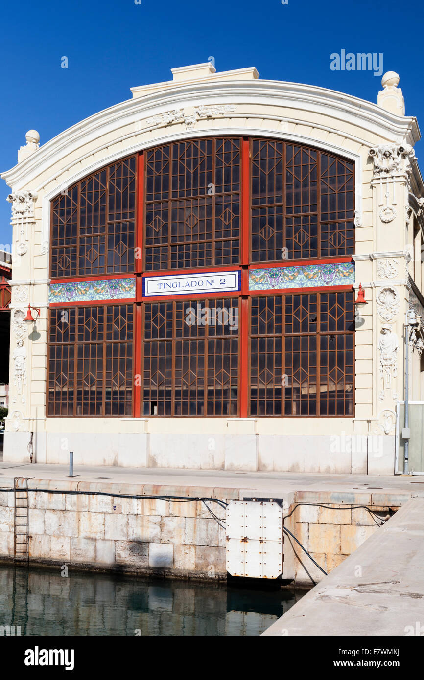 Modernist style commercial Valencia port building, Spain Stock Photo ...