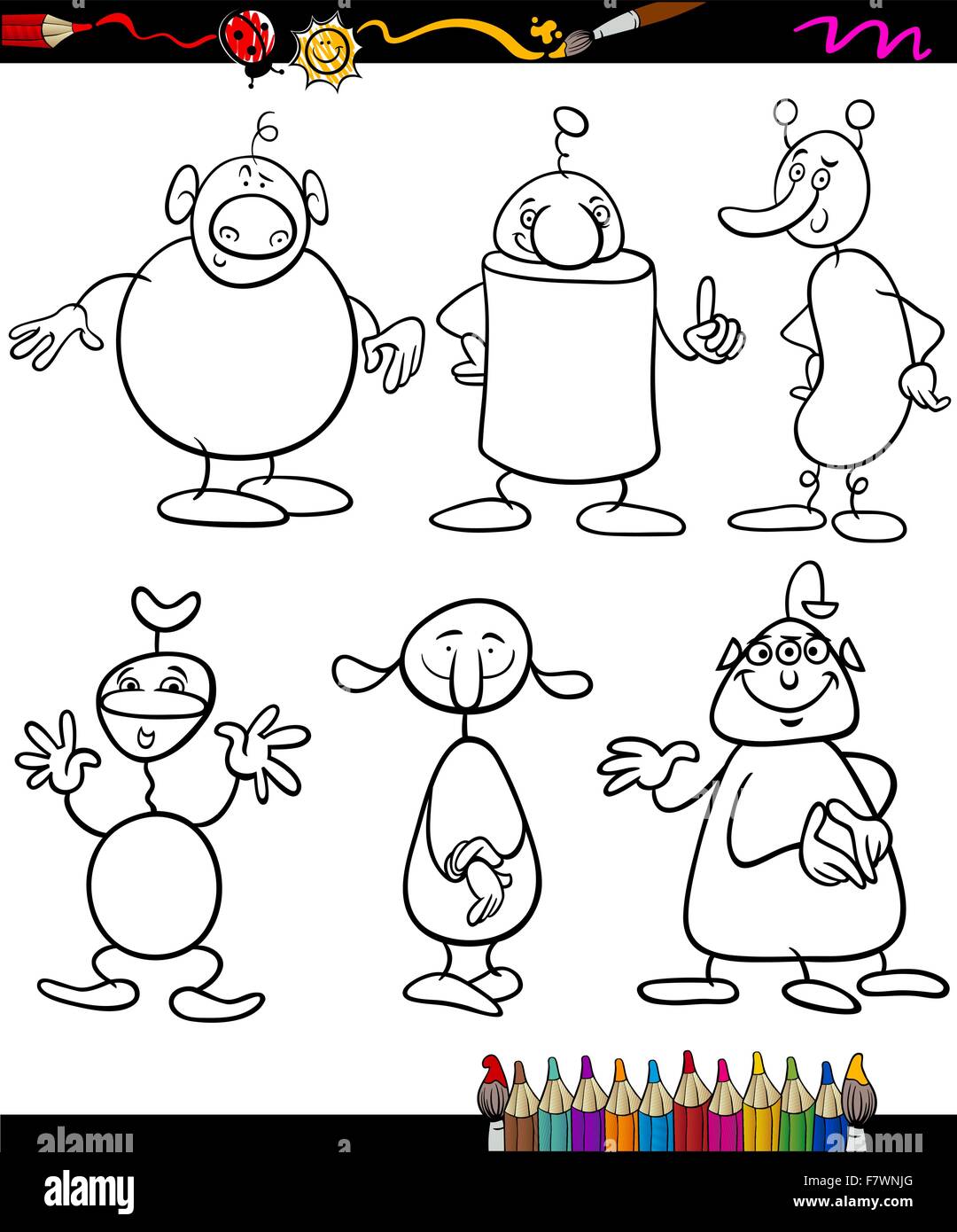 aliens set cartoon coloring book Stock Vector Image & Art - Alamy