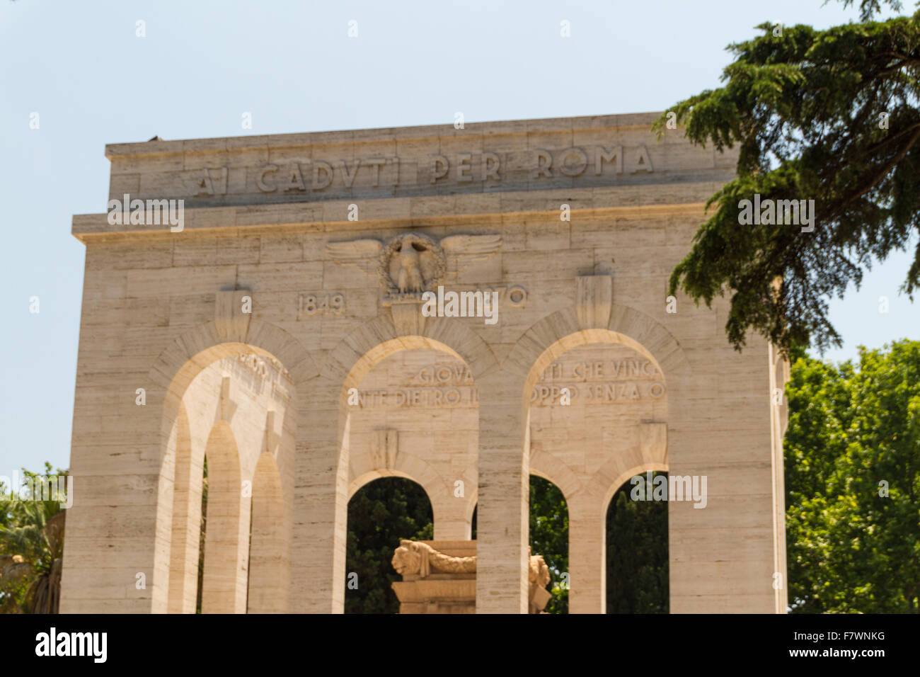 Ossuary of the fallen during the defence of Rome , Italy Stock Photo ...
