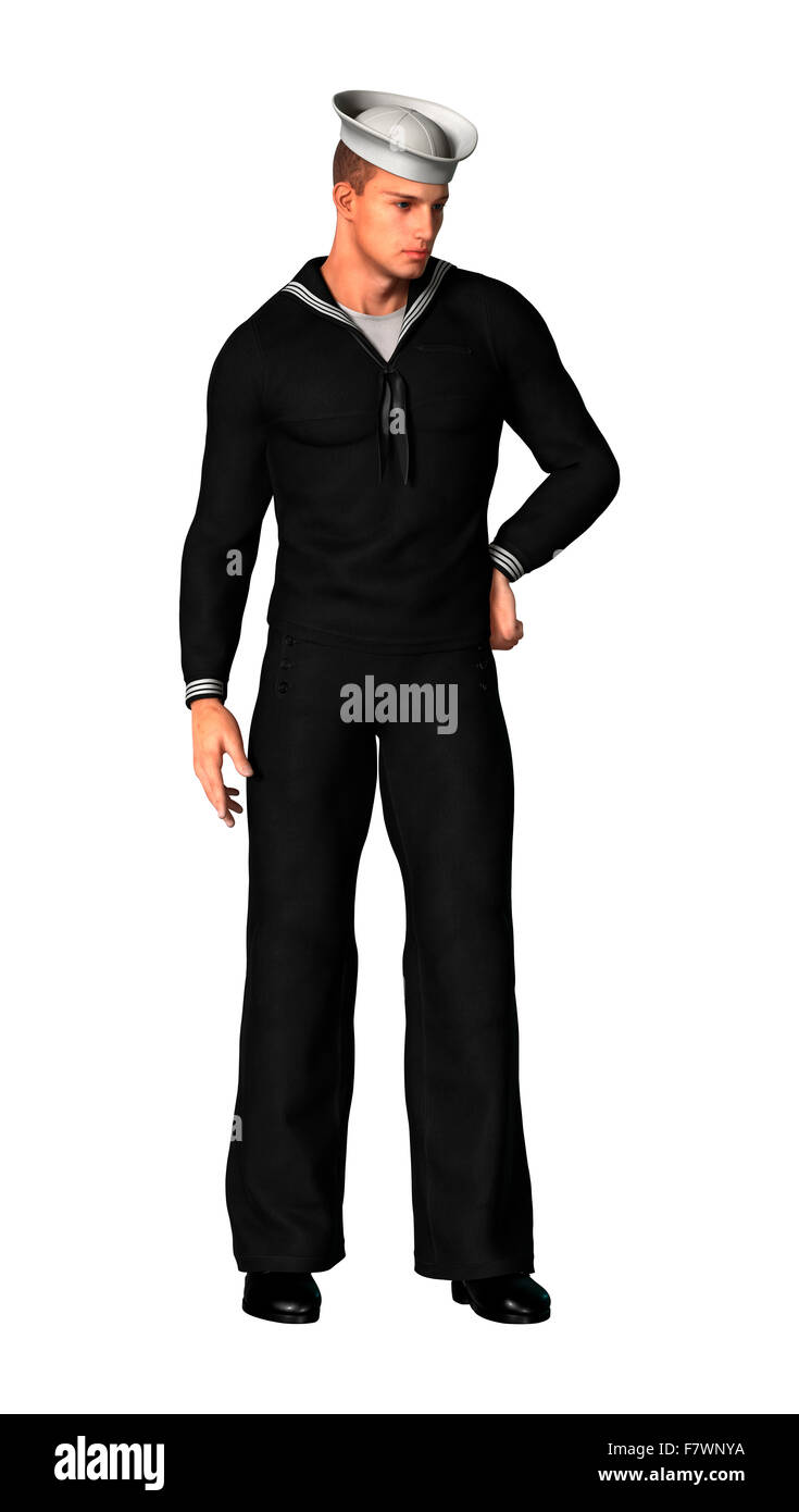 3D digital render of a young seaman isolated on white background Stock ...