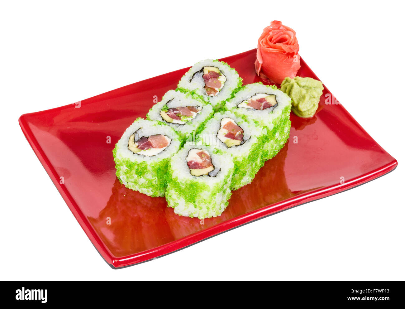 Tobiko Spicy Maki Sushi - Hot Roll with various type of Tobiko (flying ...