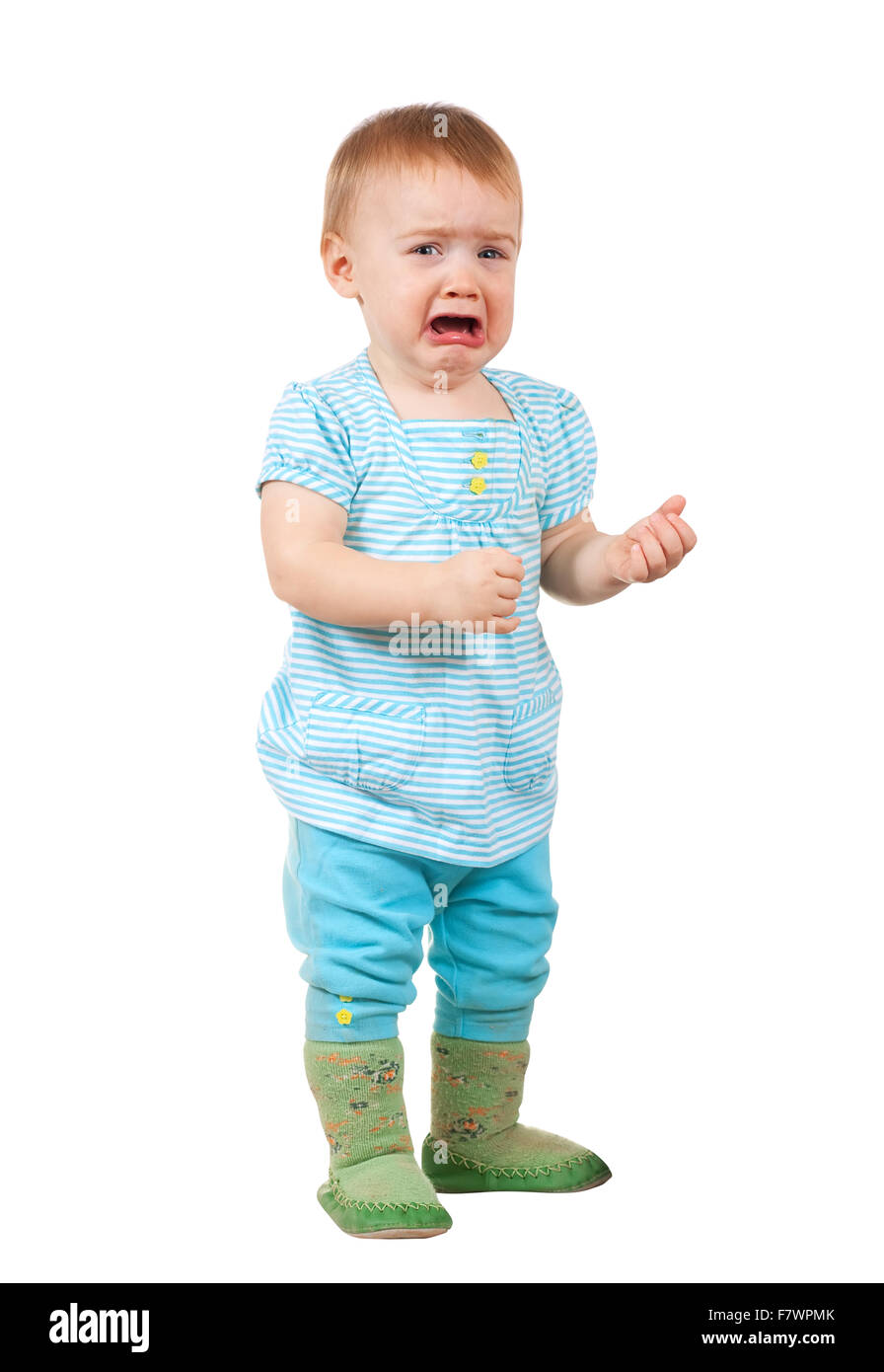 Sad baby over white background Stock Photo - Alamy