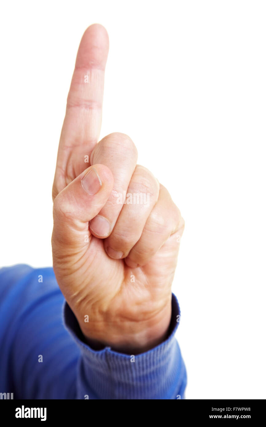 Senior woman pointing index finger hi-res stock photography and images ...