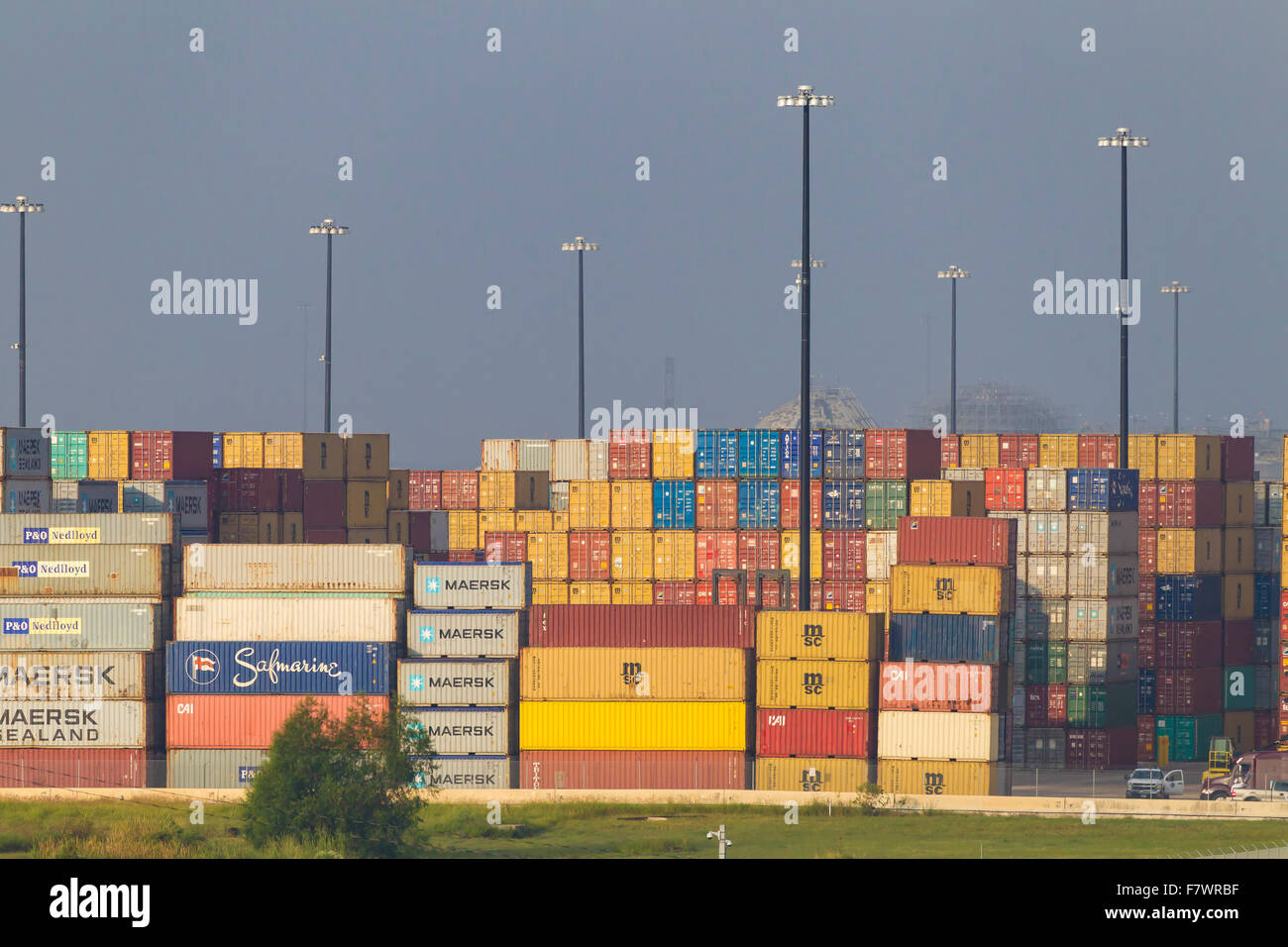 Stacks of Containers ready for shipping in the Port of Houston, Texas ...