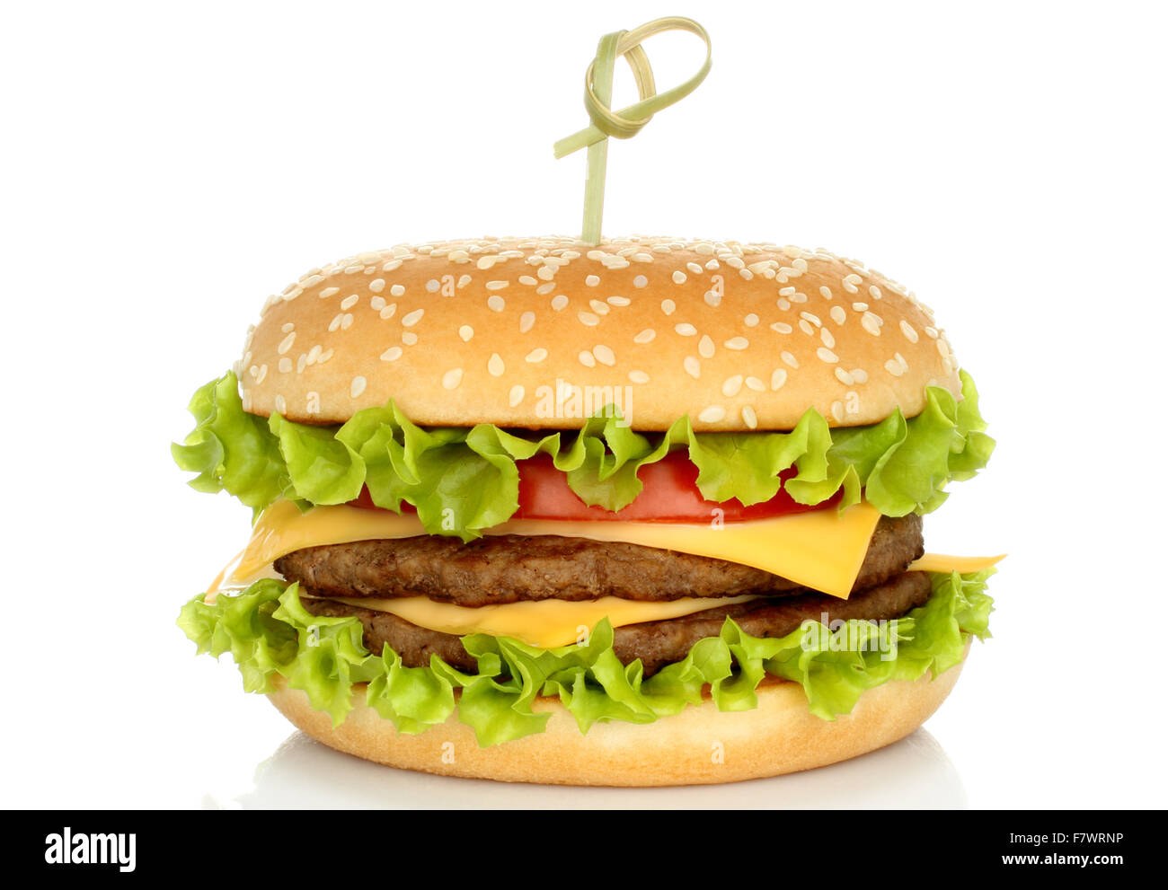 Big hamburger on white background Stock Photo - Alamy