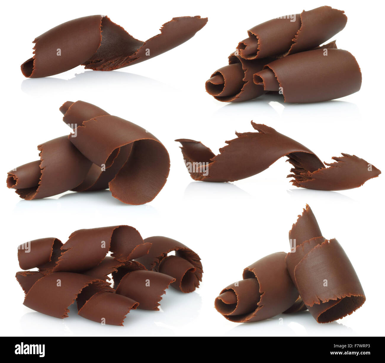 Chocolate shavings set on white background Stock Photo - Alamy