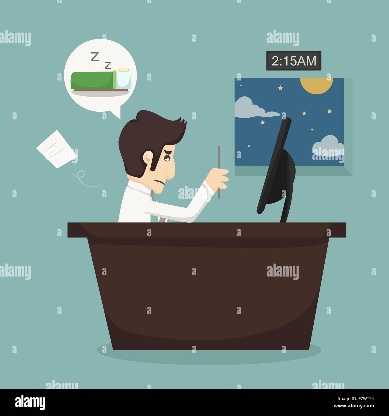 Late work tired man Stock Vector Images - Alamy