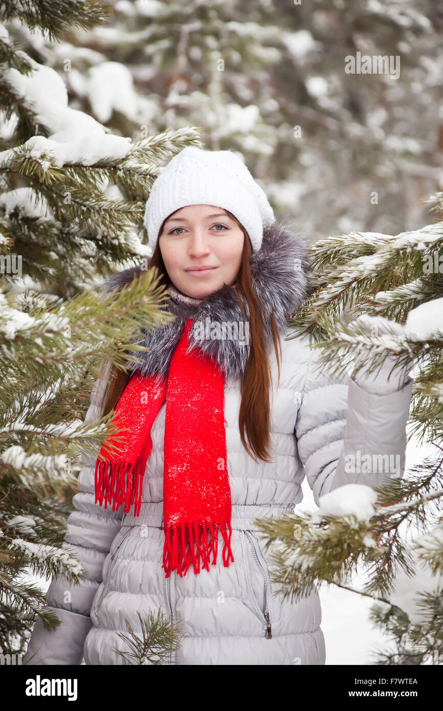 Outdoor winter portrait of girl in wintry clothes Stock Photo - Alamy