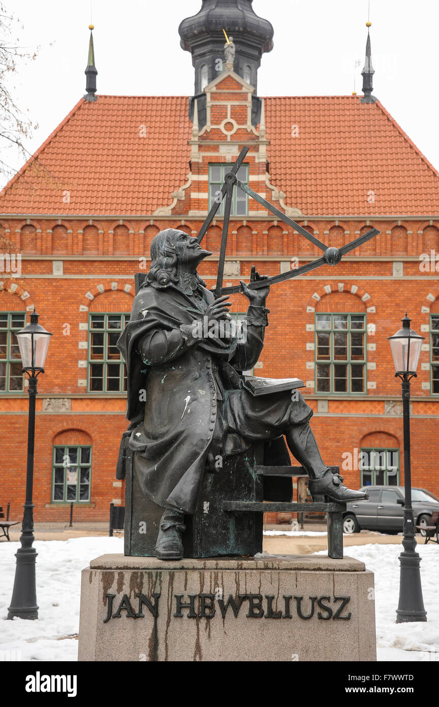 Statue of Jan Heweliusz, Gdansk, Poland Stock Photo - Alamy