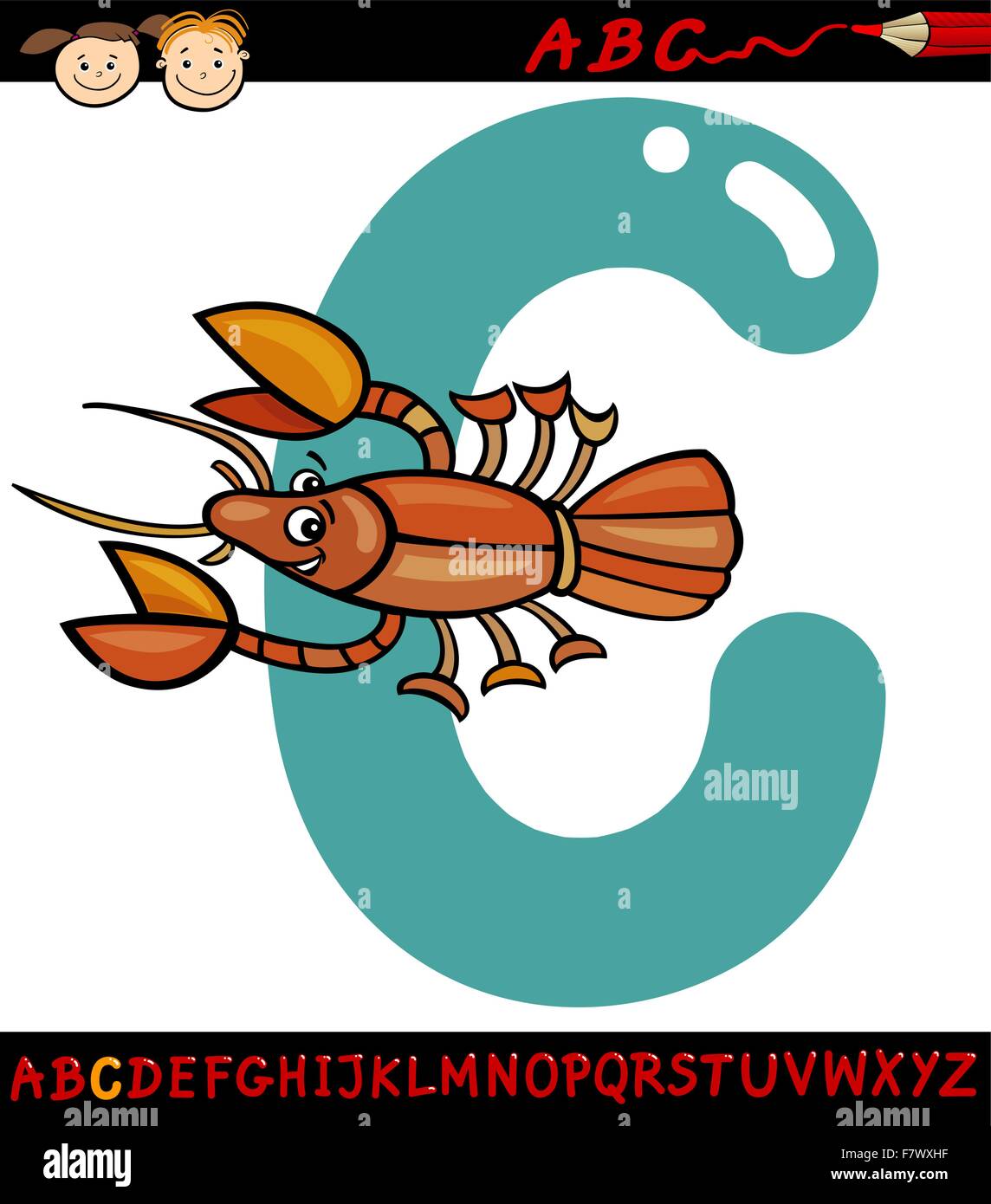 letter c for crayfish cartoon illustration Stock Vector Image & Art - Alamy