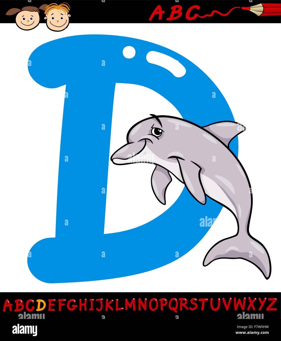 letter d for dolphin cartoon illustration Stock Vector Image & Art - Alamy