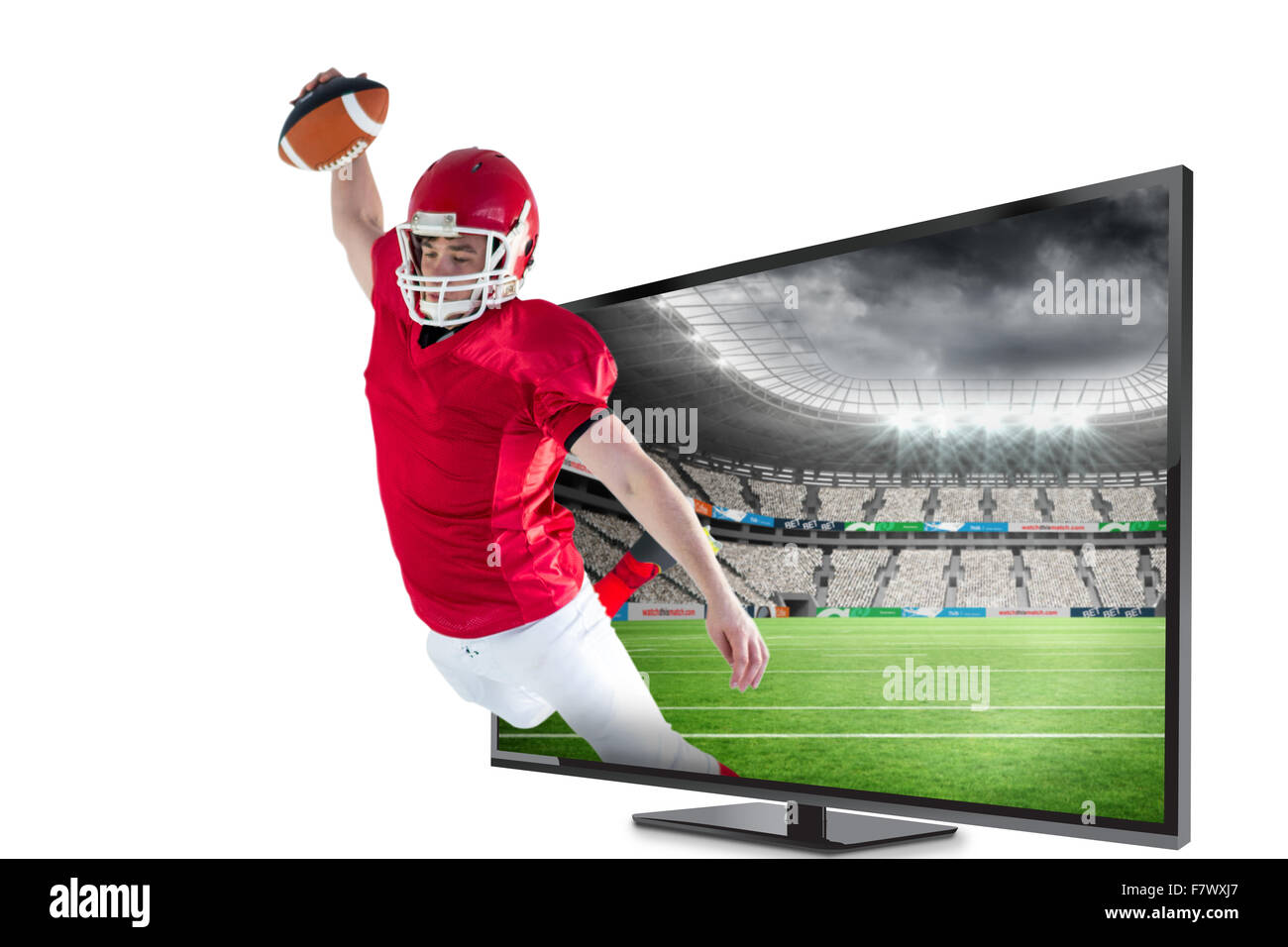 Composite image of american football player scoring a touchdown Stock ...