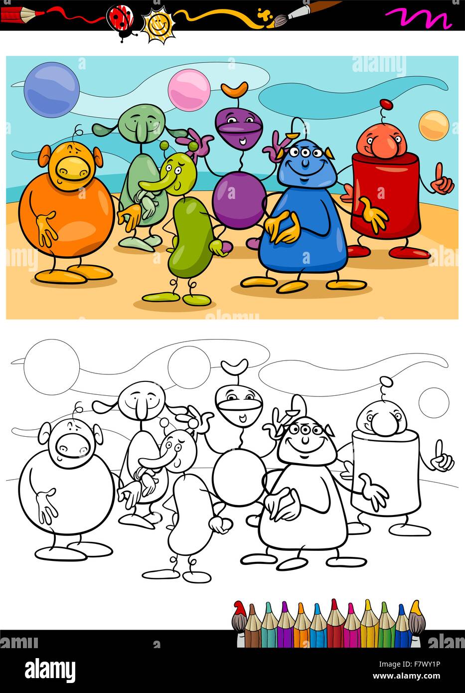 funny aliens cartoon coloring book Stock Vector Image & Art - Alamy