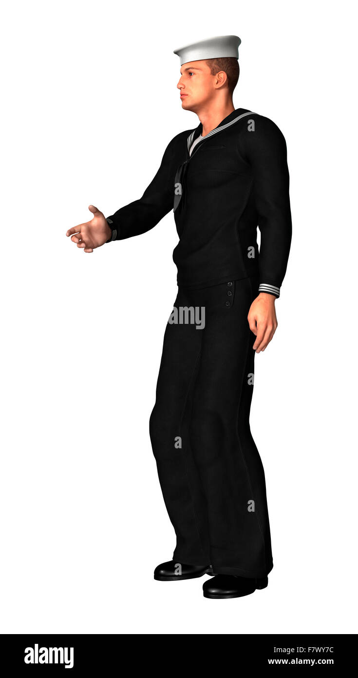 3D digital render of a young seaman isolated on white background Stock ...