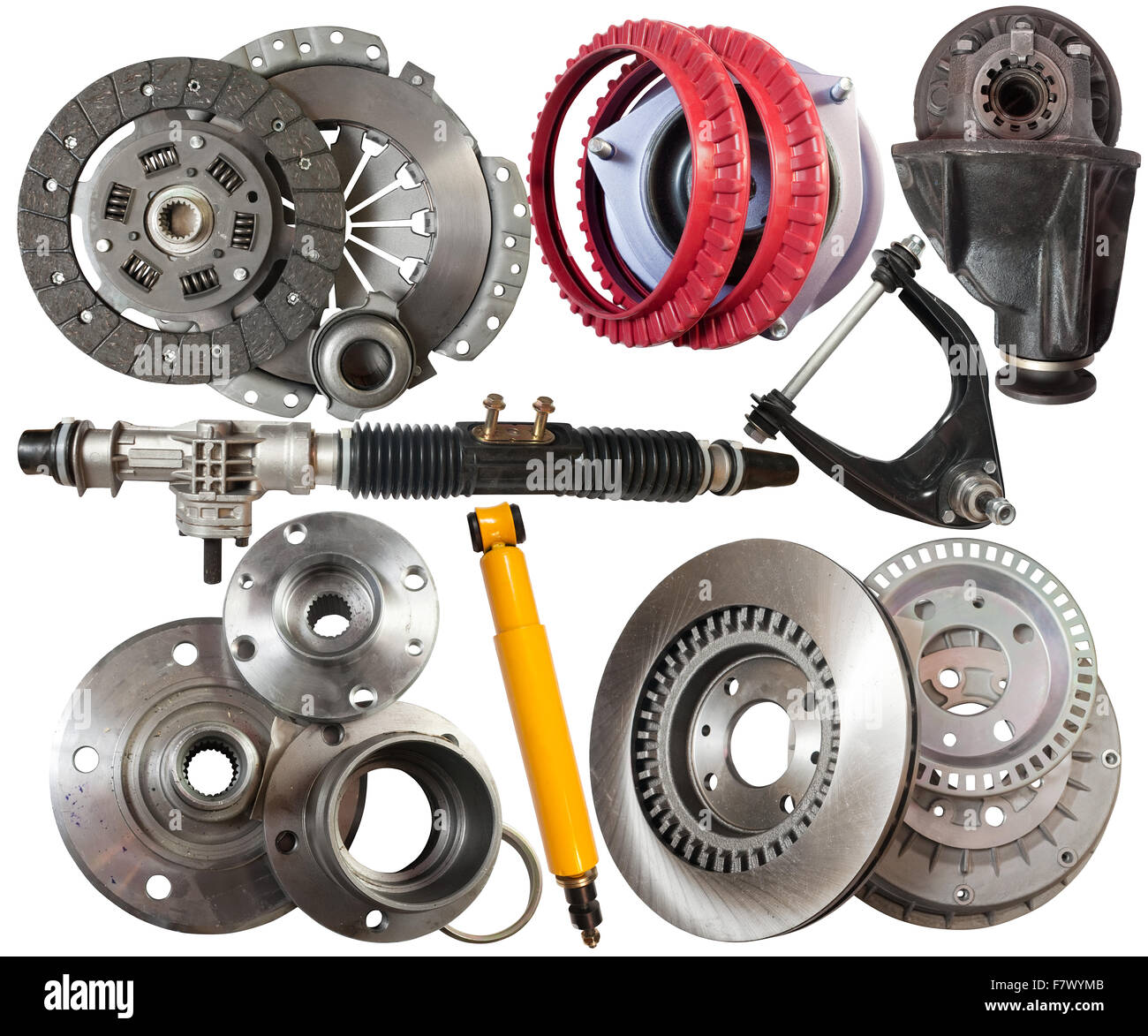 Set of automotive parts. Isolated on white with clipping path Stock ...