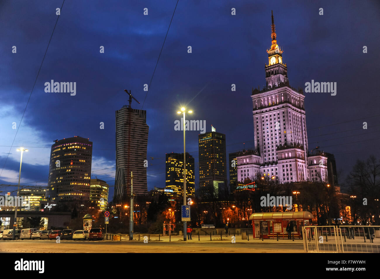 Night View of Warsaw, Poland Stock Photo - Alamy