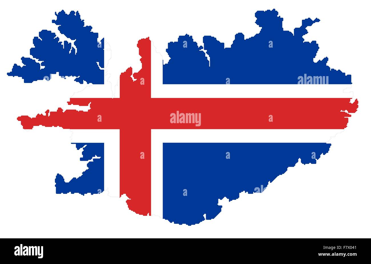 Map of Iceland with official flag colors Stock Photo - Alamy