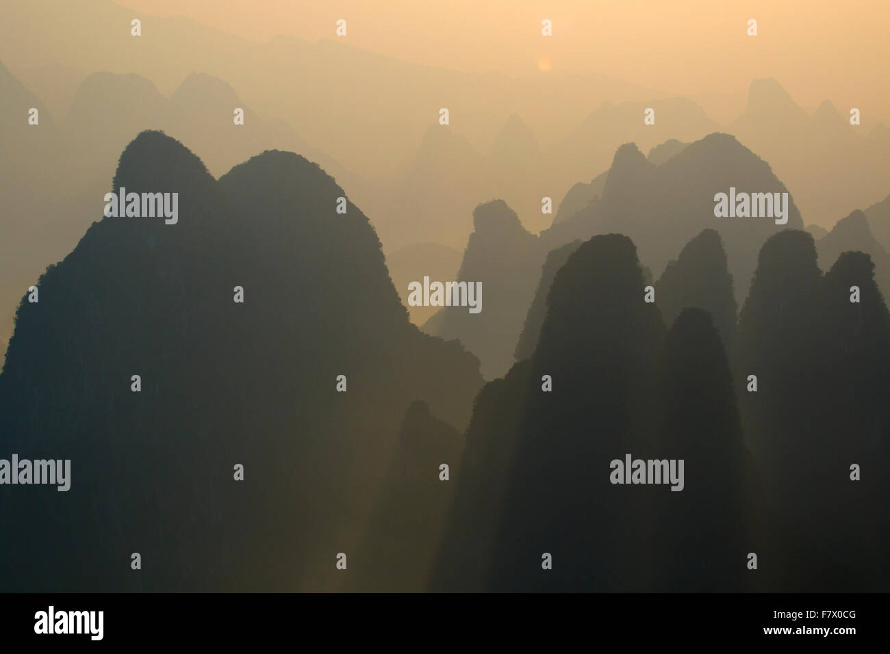 Limestone Karst Formations at Dawn Guilin Region Guangxi, China ...