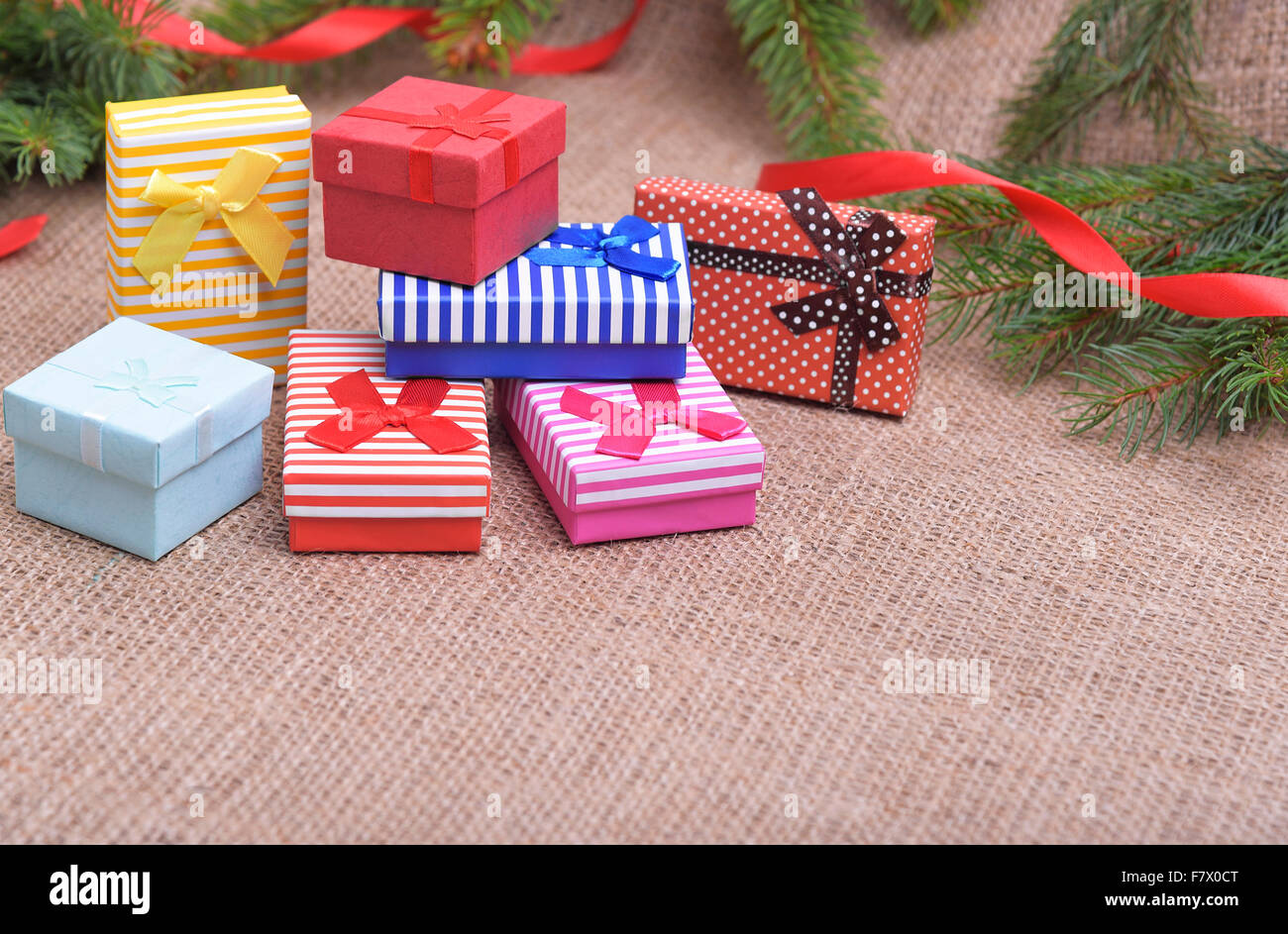 Boxes with gifts Stock Photo - Alamy