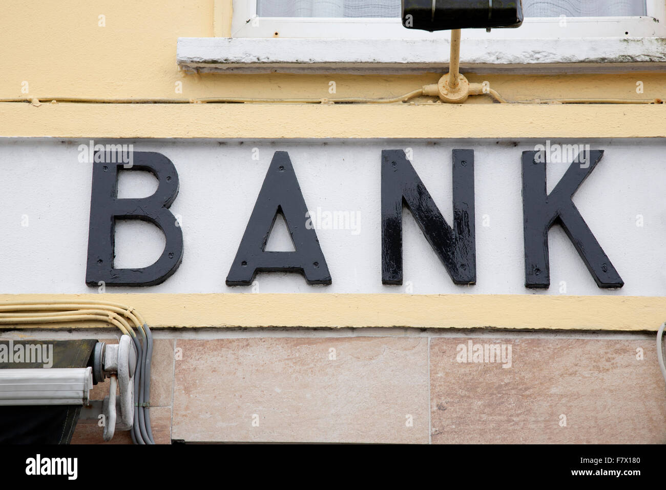 Old Bank Sign on Building Facade Stock Photo - Alamy
