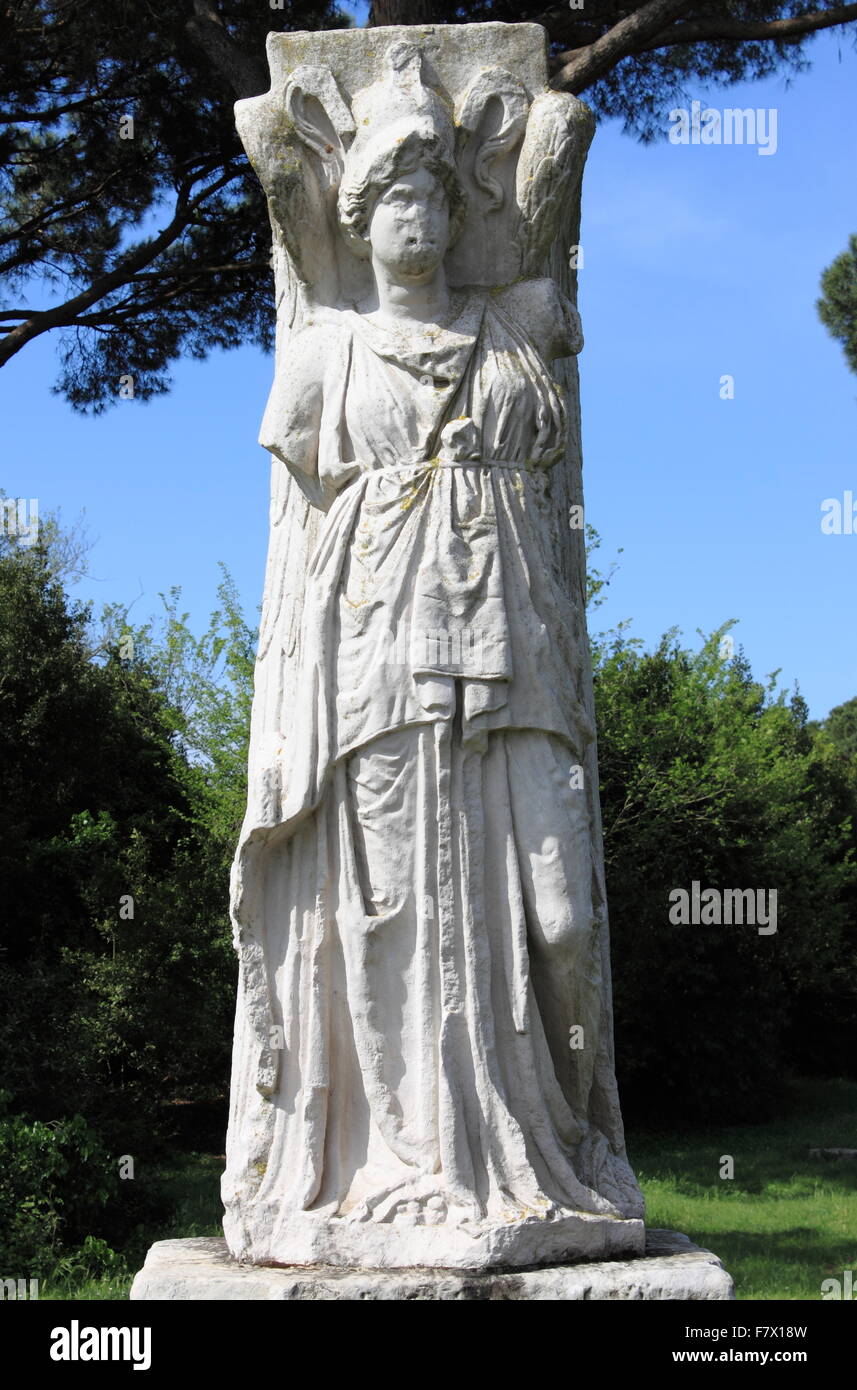 Statue of Winged Minerva in Ostia Antica, the old harbour of Rome ...