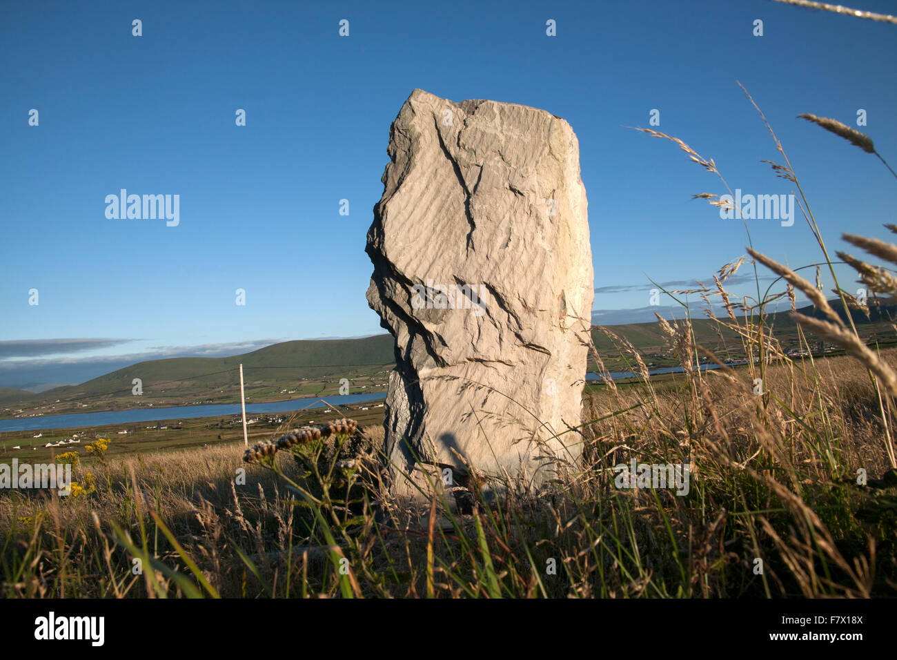 Standing Stone and View; Valentia Island; Ireland Stock Photo - Alamy