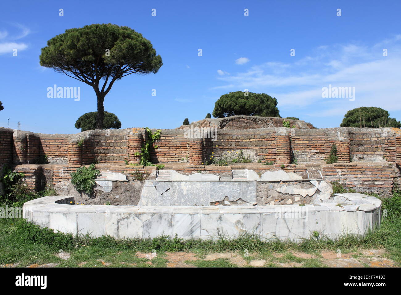 Ancient fountain basin in Ostia Antica, the old harbour of Rome, Italy ...