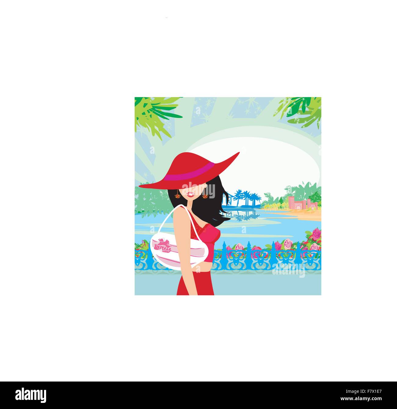 Seaside tropical landscape Stock Vector Images - Alamy