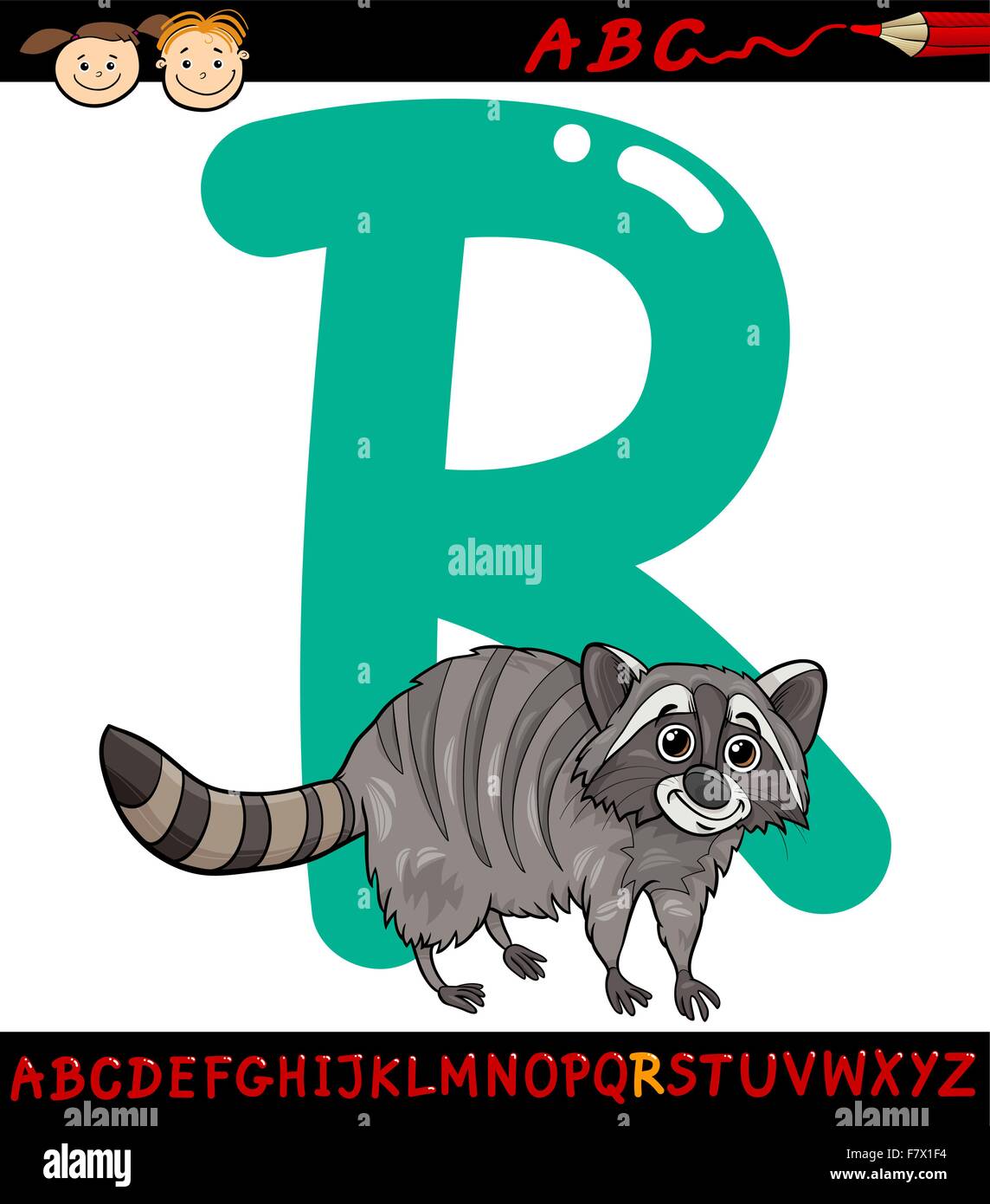 letter r for raccoon cartoon illustration Stock Vector Image & Art - Alamy