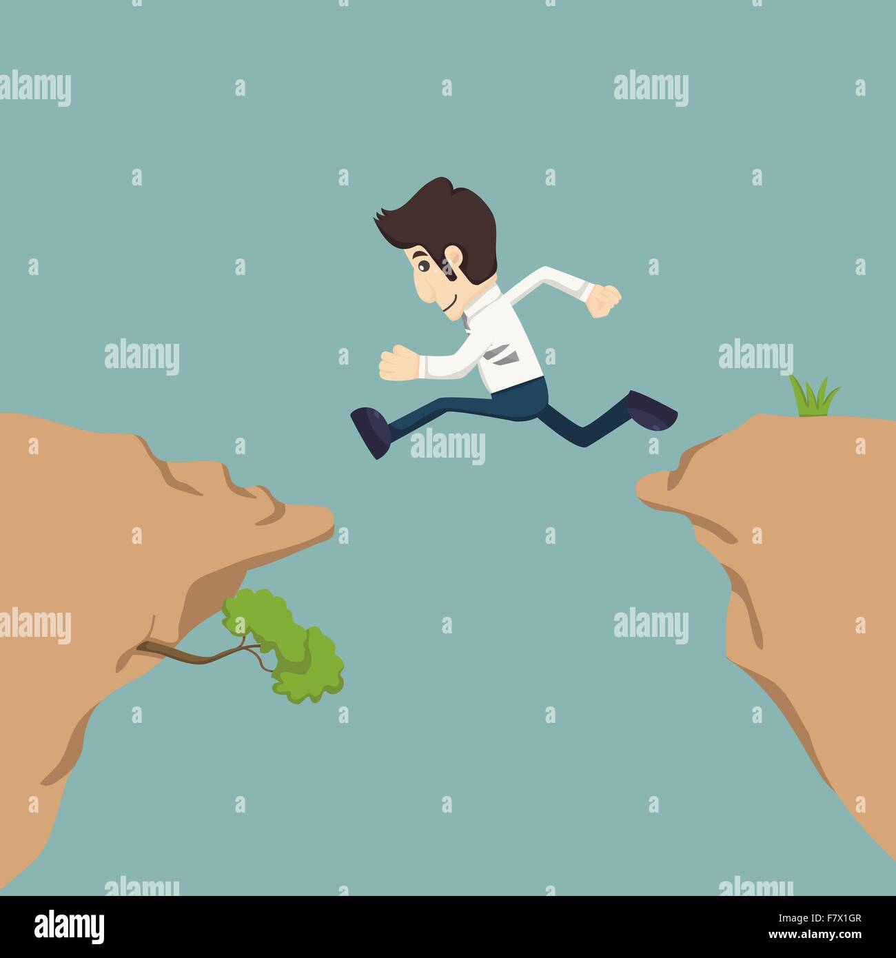 Businessman jumping over gap Stock Vector Image & Art - Alamy