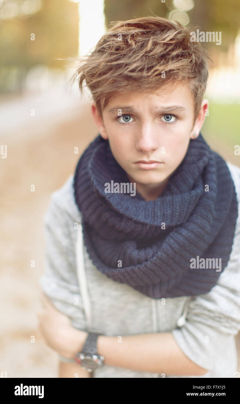 Portrait of a boy looking worried Stock Photo - Alamy Portrait of a boy looking worried Stock Photo - Alamy