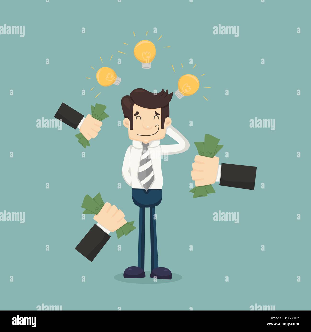 Cartoon illustration businessman thinking money hi-res stock ...
