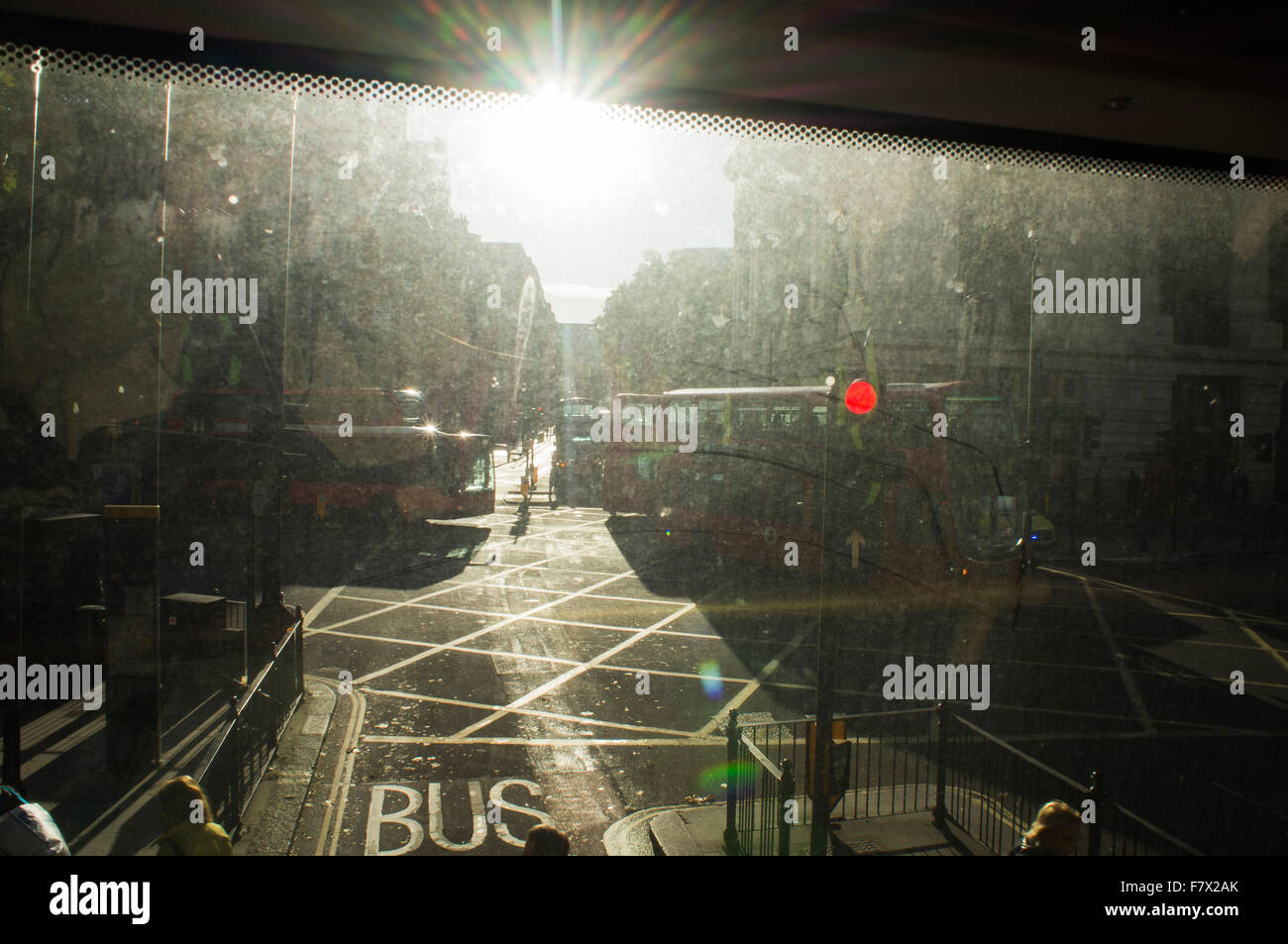 London traffic, bus, doubledecker, crossing red light Stock Photo - Alamy