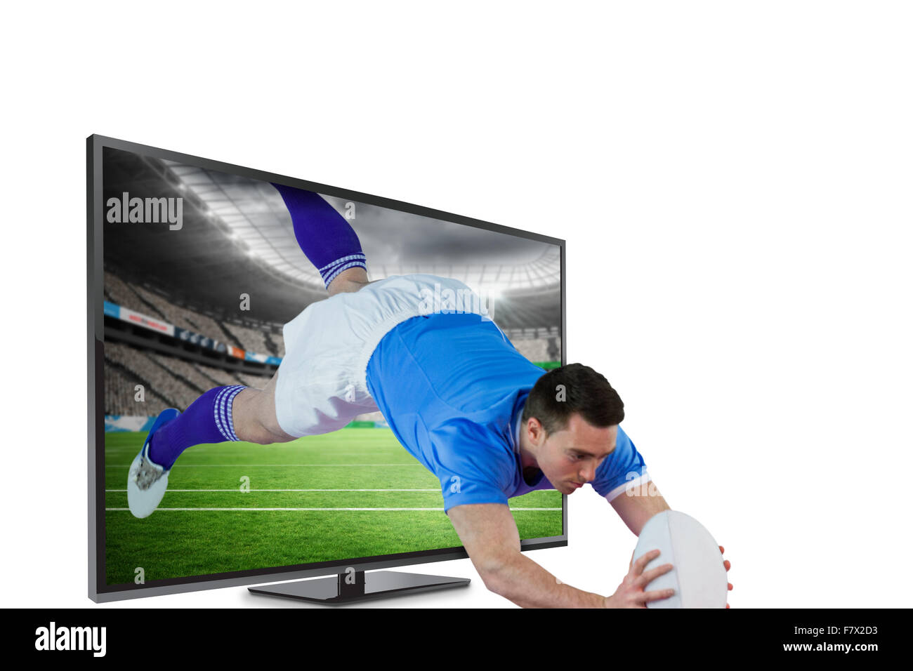 Composite image of a rugby player scoring a try Stock Photo - Alamy