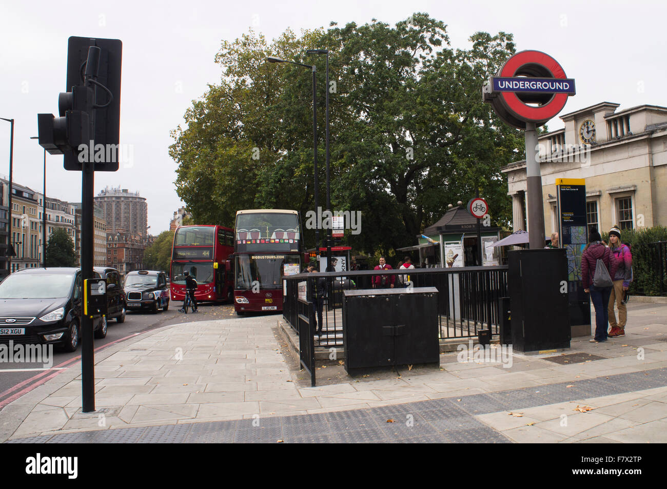 London underground Hyde Park Corner Station entry, public subway Stock ...
