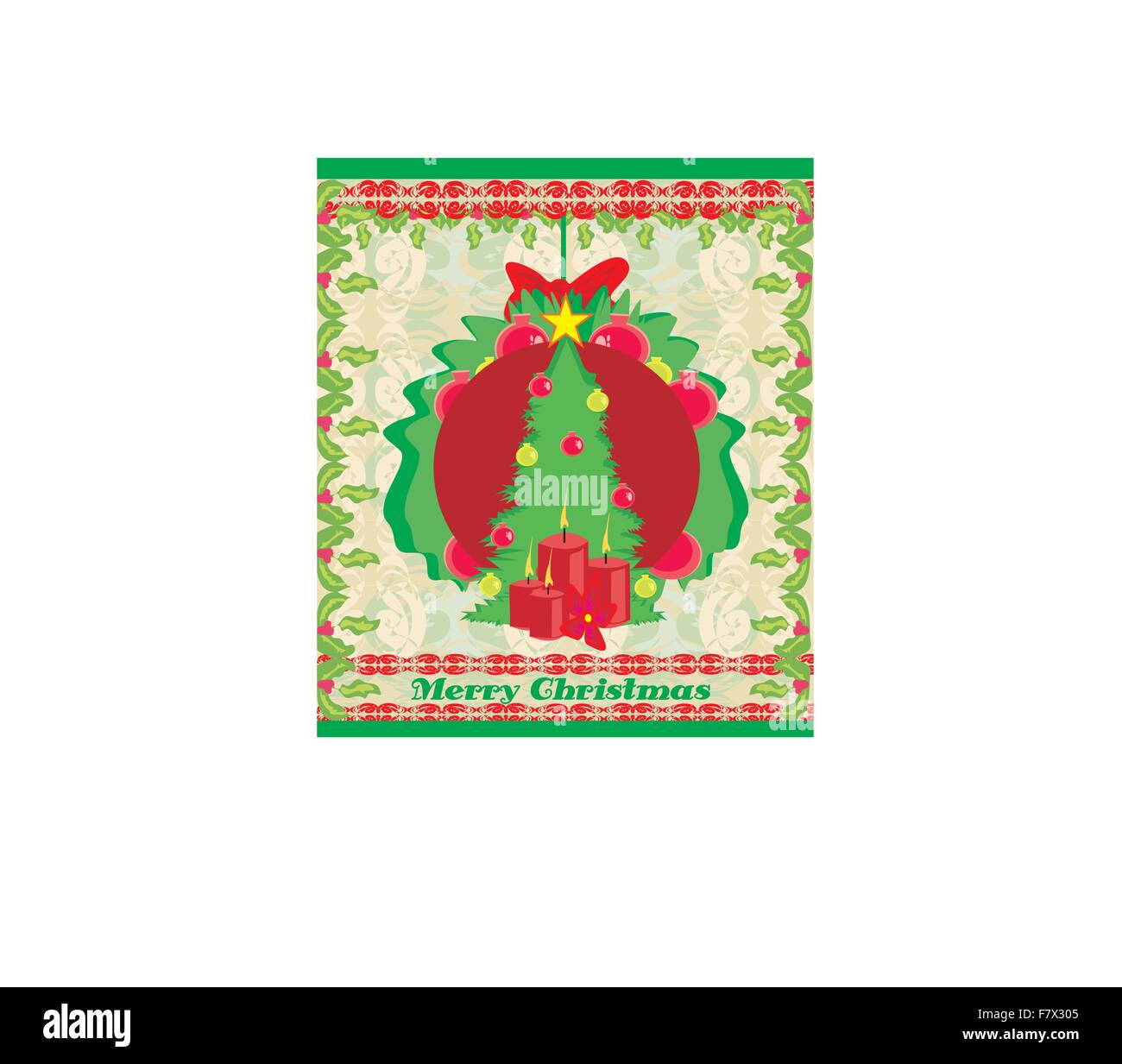 Christmas decoration candles mistletoe Stock Vector Images - Alamy