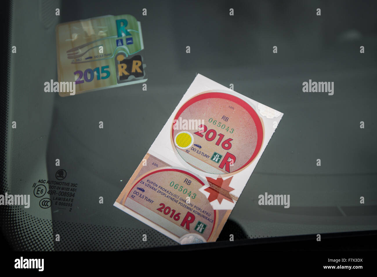 Toll sticker 2016 and 2015 for Czech highways Stock Photo - Alamy